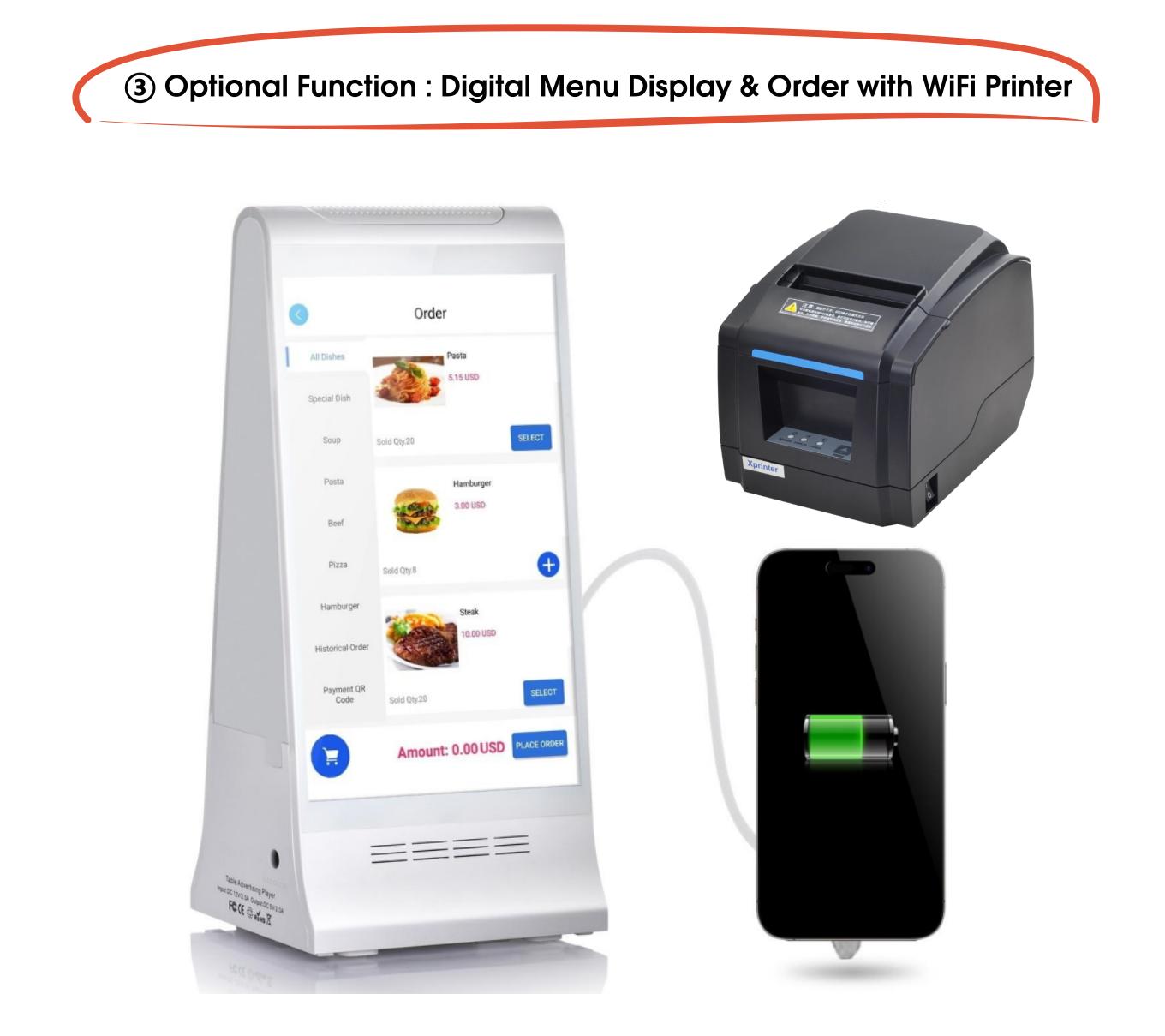 FYD-868 Plus X WiFi Digital Restaurant Table Top Advertising Display ...